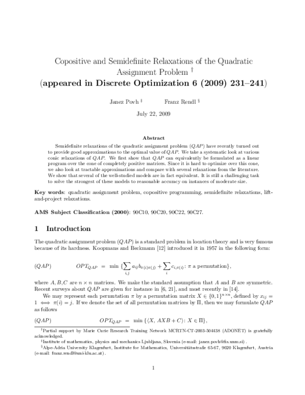(PDF) Copositive and semidefinite relaxations of the quadratic ...