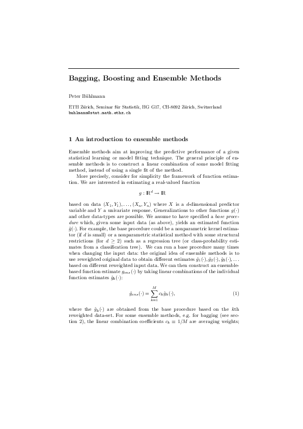 (PDF) Bagging, Boosting and Ensemble Methods