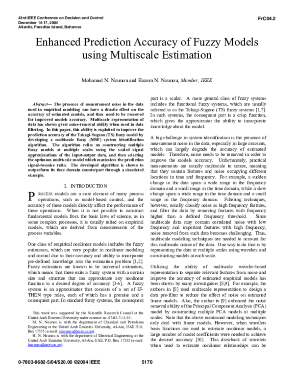 (PDF) Enhanced prediction accuracy of fuzzy models using multiscale ...
