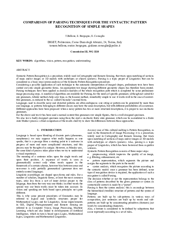 (PDF) Comparison of Parsing Techniques for the Syntactic Pattern ...