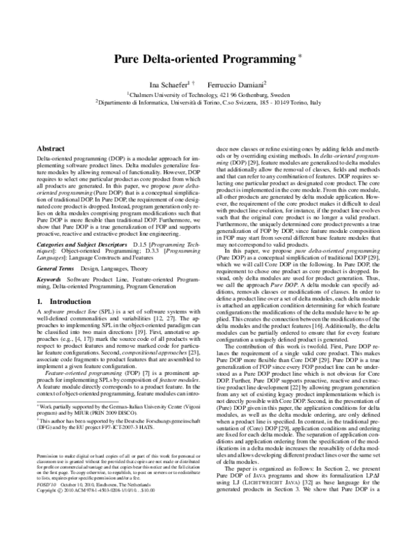 (PDF) Dynamic delta-oriented programming