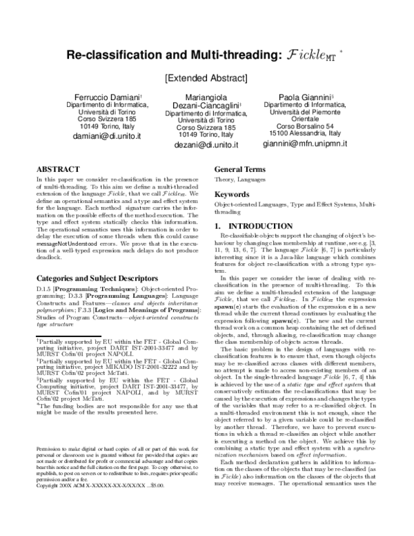 (PDF) On Re-classification and Multi-threading