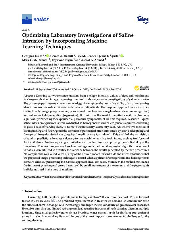 (PDF) Optimizing Laboratory Investigations of Saline Intrusion by Incorporating Machine Learning ...
