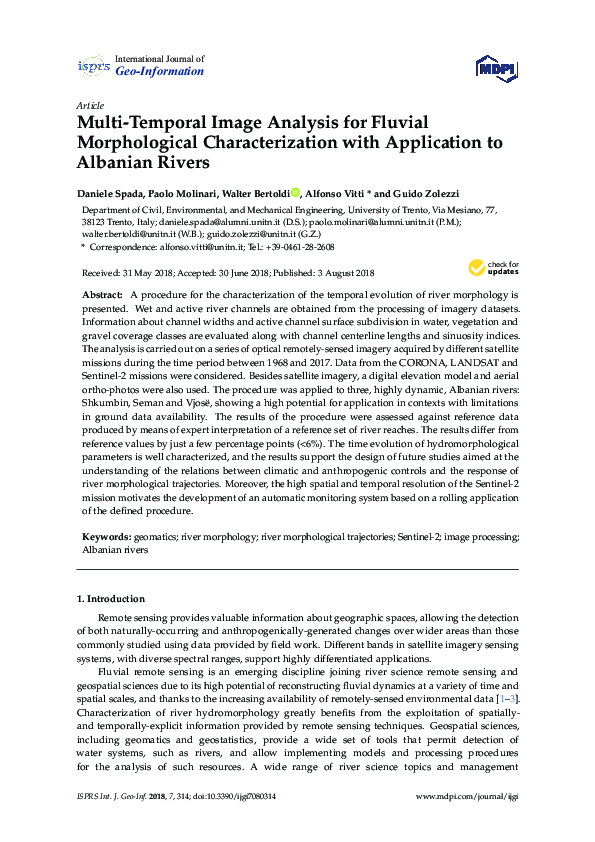 (PDF) Multi-Temporal Image Analysis for Fluvial Morphological Characterization with Application ...