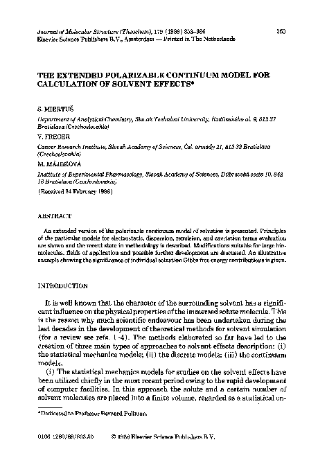 (PDF) The extended polarizable continuum model for calculation of ...