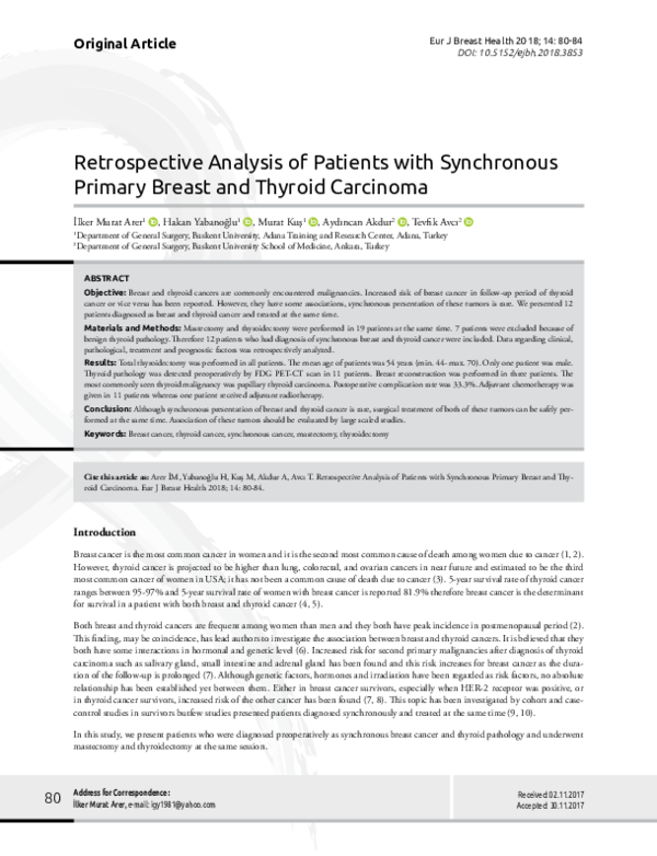 (PDF) Retrospective Analysis of Patients with Synchronous Primary ...