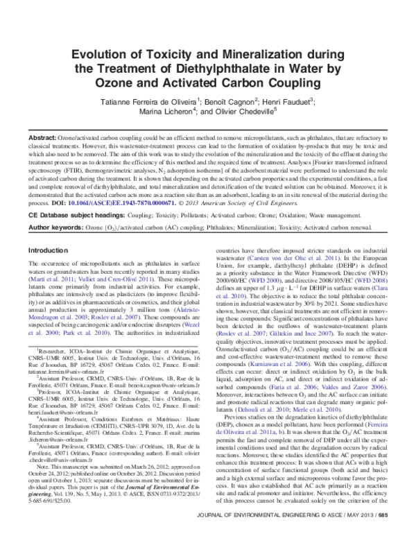 (PDF) Evolution of Toxicity and Mineralization during the Treatment of ...