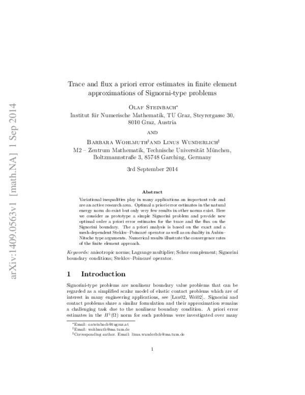 Pdf Trace And Flux A Priori Error Estimates In Finite Element