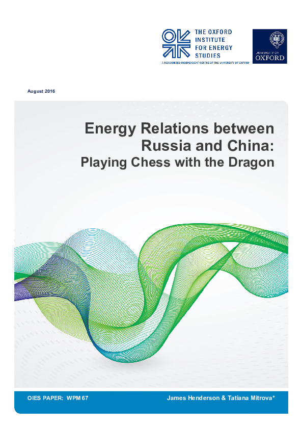 (PDF) Energy Relations between Russia and China