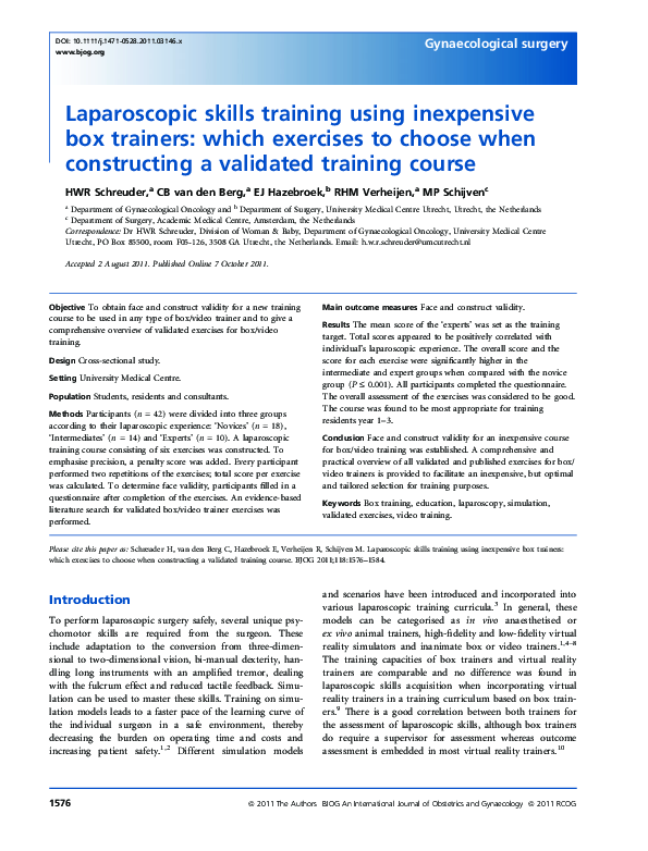 (PDF) Laparoscopic skills training using inexpensive box trainers ...