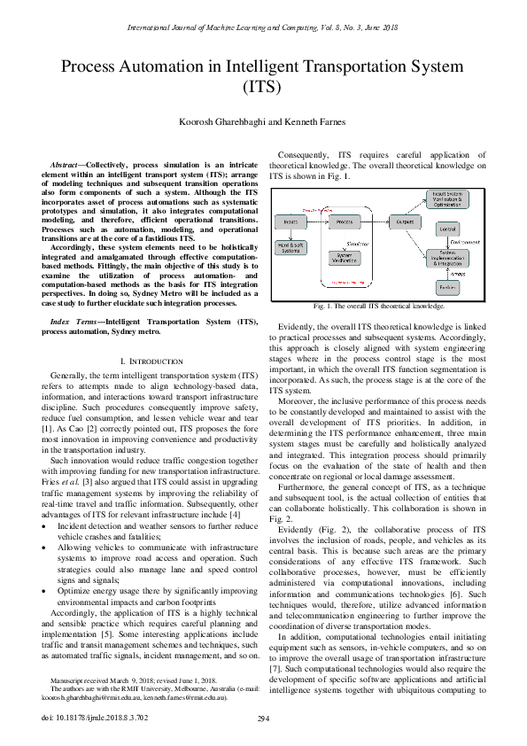 (PDF) Process Automation in Intelligent Transportation System (ITS)