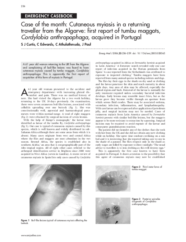 (PDF) Case of the month: Cutaneous myiasis in a returning traveller ...