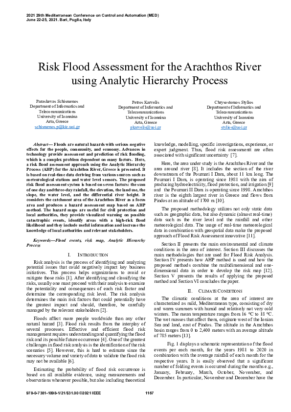(PDF) Risk Flood Assessment for the Arachthos River using Analytic Hierarchy Process