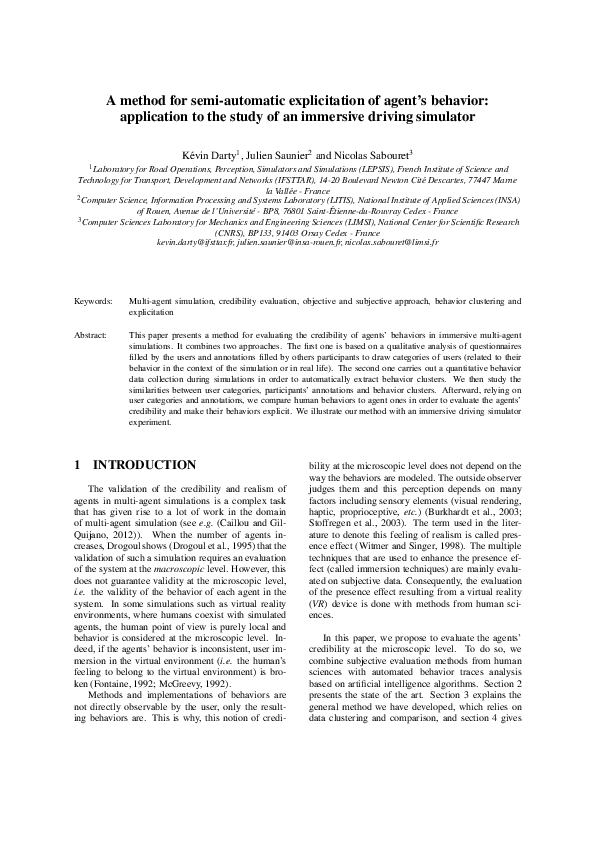 (PDF) A method for semi-automatic explicitation of agent’s behavior ...