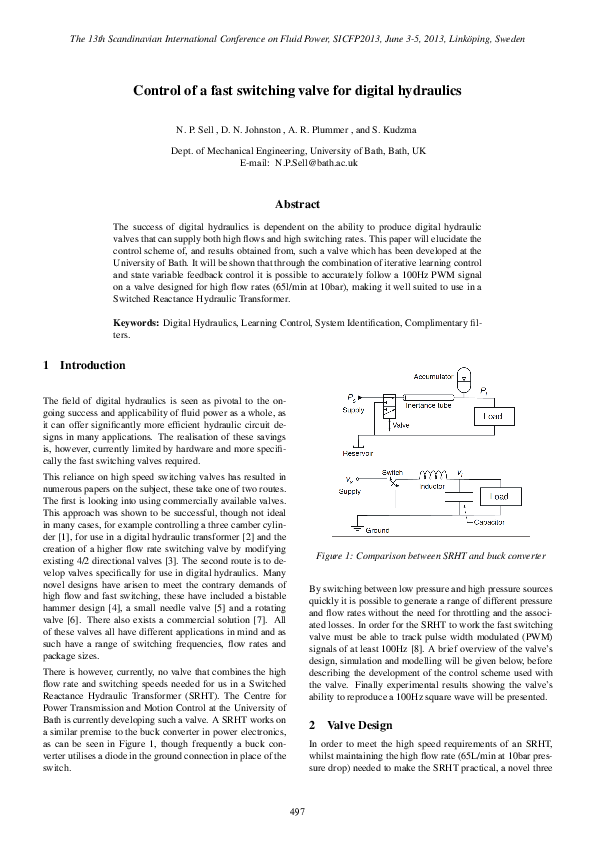 (PDF) Control of a fast switching valve for digital hydraulics