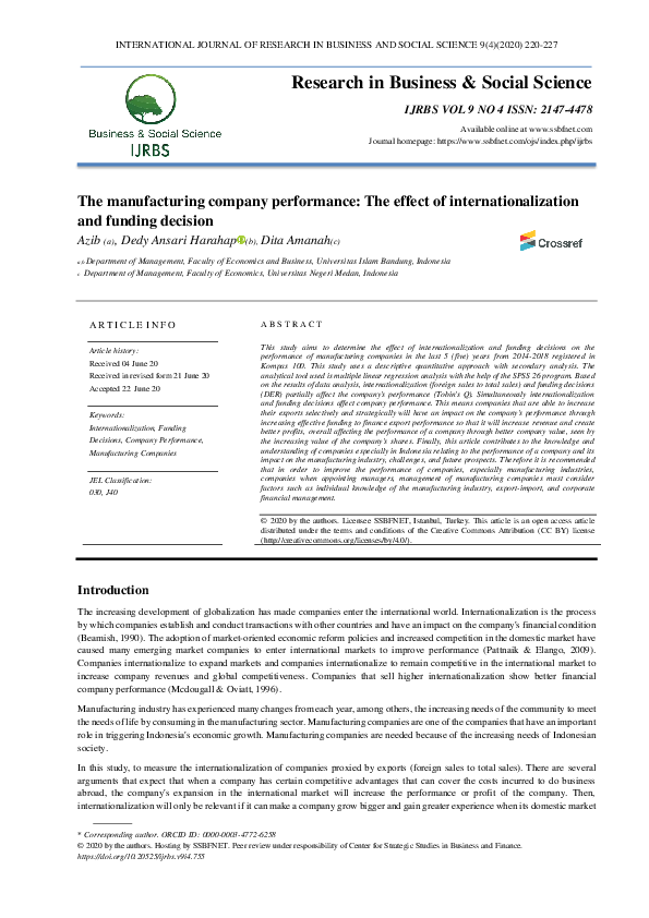(PDF) The manufacturing company performance