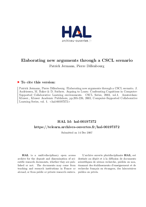(PDF) Elaborating New Arguments Through a CSCL Script