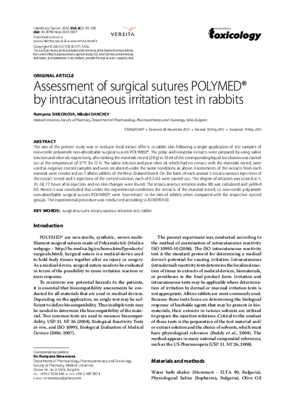 (PDF) Assessment of surgical sutures Polymed® by intracutaneous ...