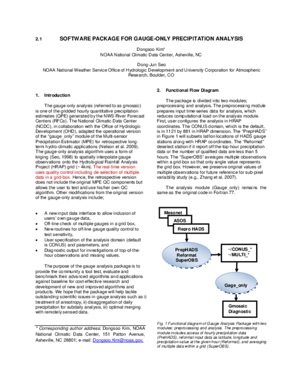 (PDF) Software Package for Gauge-Only Precipitation Analysis