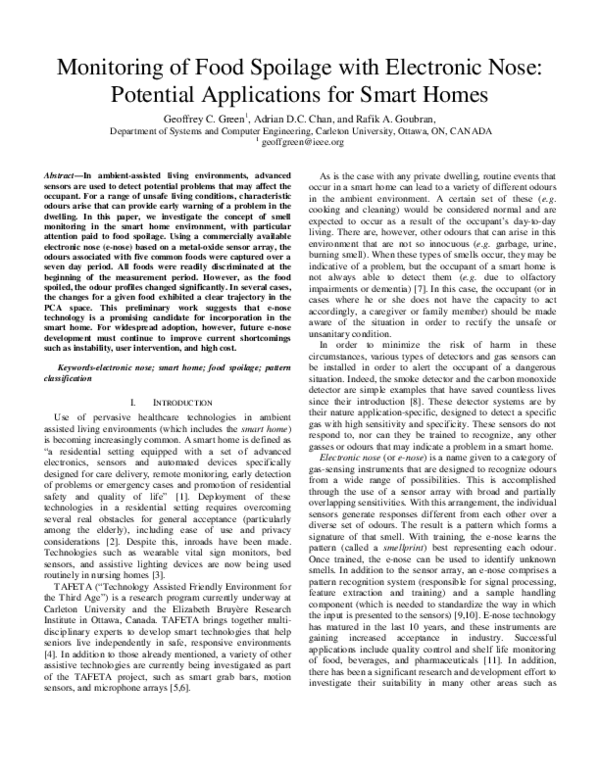 (PDF) Monitoring of food spoilage with electronic nose: potential ...