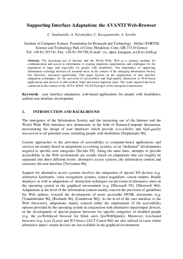 (PDF) Supporting interface adaptation: the AVANTI Web-Browser