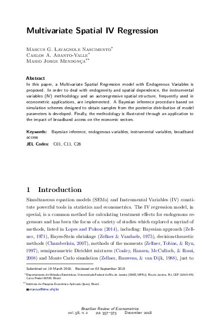(PDF) Multivariate Spatial IV Regression