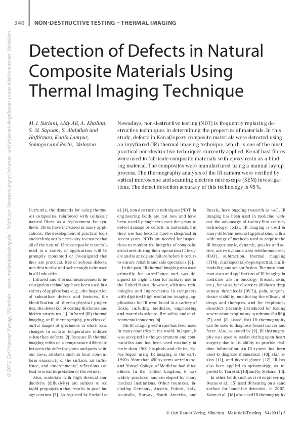 Pdf Detection Of Defects In Natural Composite Materials Using Thermal