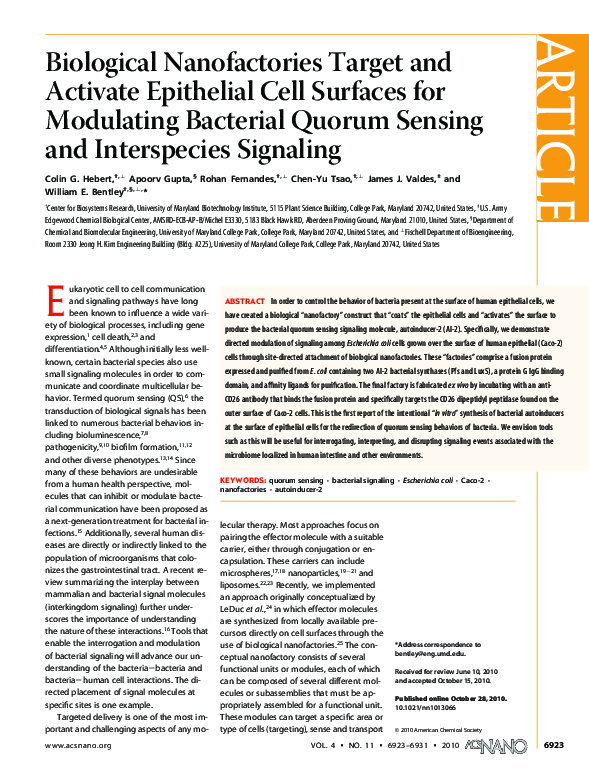 (PDF) Biological Nanofactories Target and Activate Epithelial Cell ...