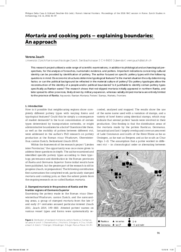 (PDF) Mortaria and cooking pots -explaining boundaries: An approach