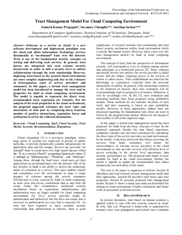 (PDF) Trust Management Model for Cloud Computing Environment