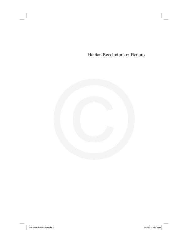 (PDF) Haitian Revolutionary Fictions: An Anthology (Table of Contents)