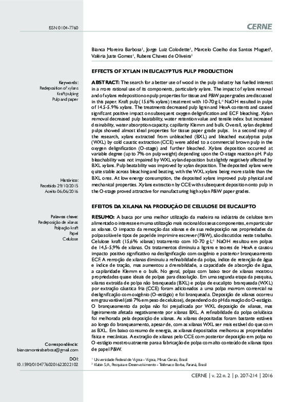 (PDF) Efeitos Da Xilana Na Produção De Celulose De Eucalipto