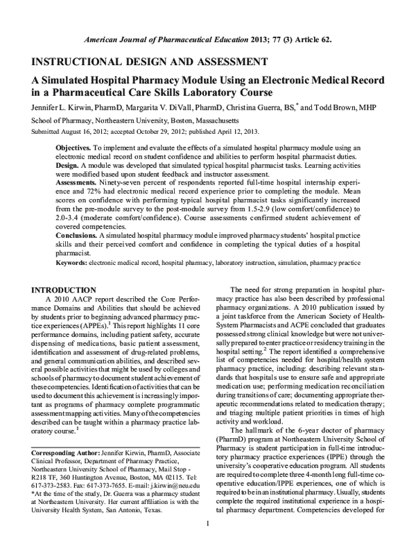 (PDF) A Simulated Hospital Pharmacy Module Using an Electronic Medical ...