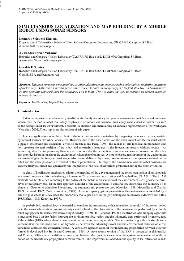 Pdf Simultaneous Localization And Map Building By A Mobile Robot Using Sonar Sensors