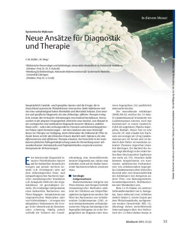 (PDF) Systemische Mykosen