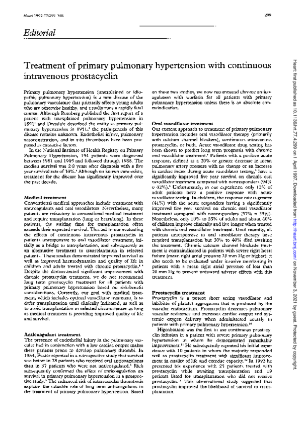 (PDF) Treatment of primary pulmonary hypertension with continuous ...
