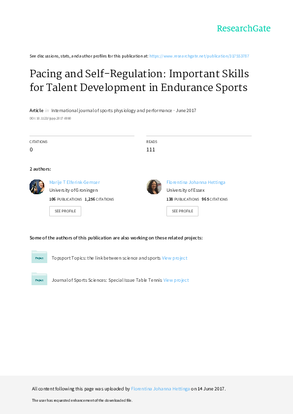 (PDF) Pacing and Self-regulation: Important Skills for Talent ...