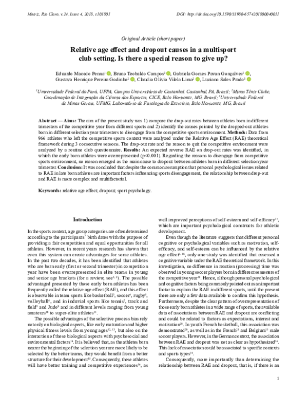 (PDF) Age, Dropout Rates, and Reasons in Sports
