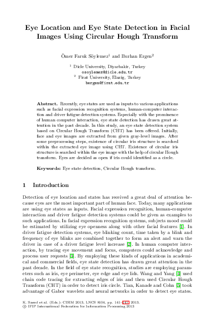 (PDF) Eye Location and Eye State Detection in Facial Images Using ...