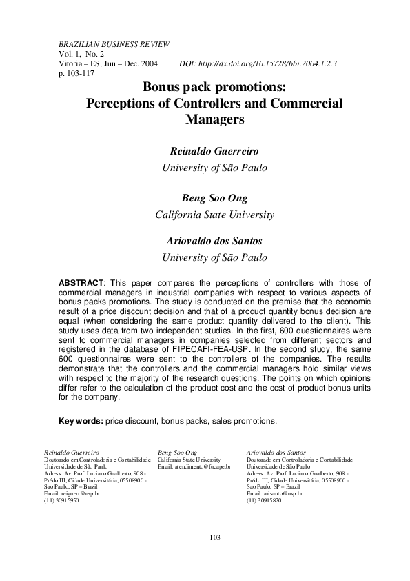 (PDF) Bonus pack promotions: Perceptions of Controllers and Commercial ...