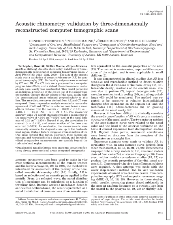 (PDF) Acoustic rhinometry: validation by three-dimensionally ...