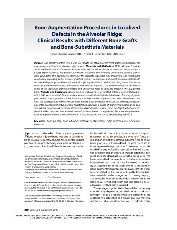(PDF) Bone augmentation procedures in localized defects in the alveolar ...