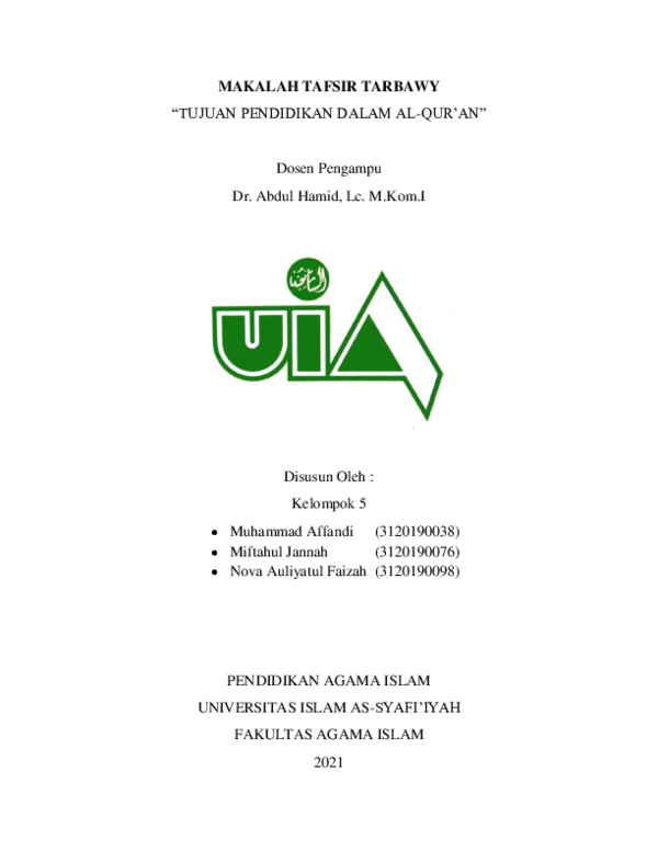 (PDF) Tujuan pendidikan dalam Al-Qur'an