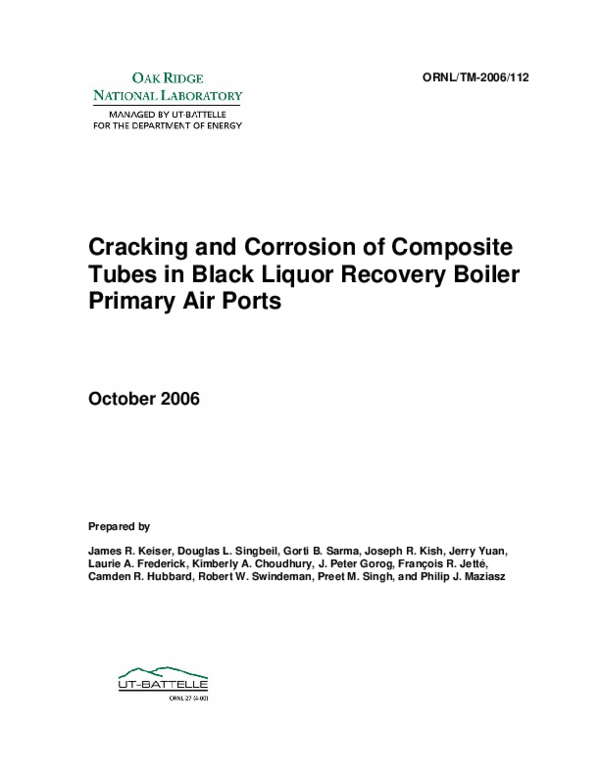 (PDF) Cracking and Corrosion of Composite Tubes in Black Liquor ...