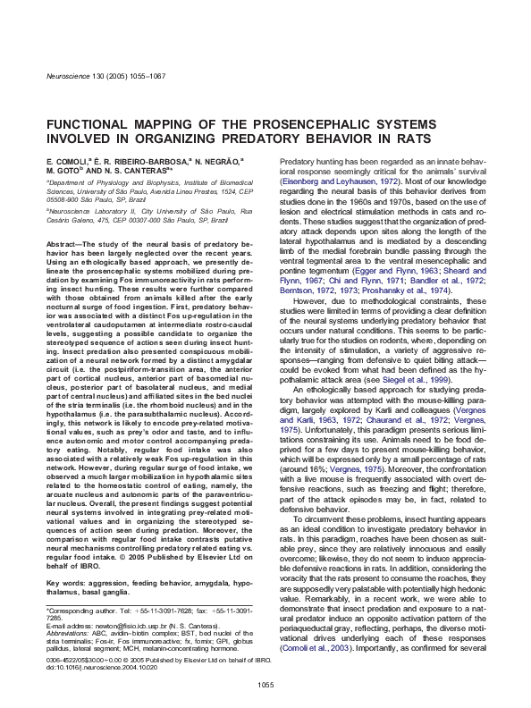 (PDF) Functional mapping of the prosencephalic systems involved in ...