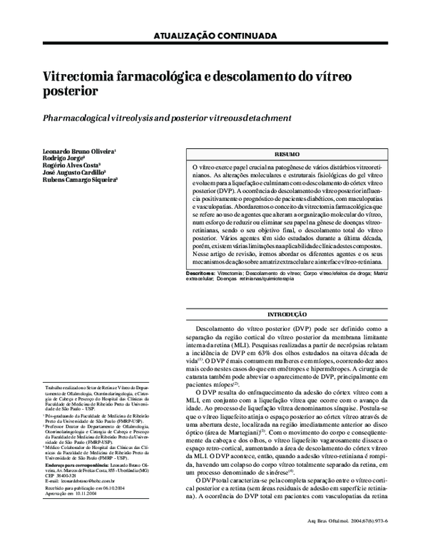 (PDF) Vitrectomia farmacol gica e descolamento do v treo posterior