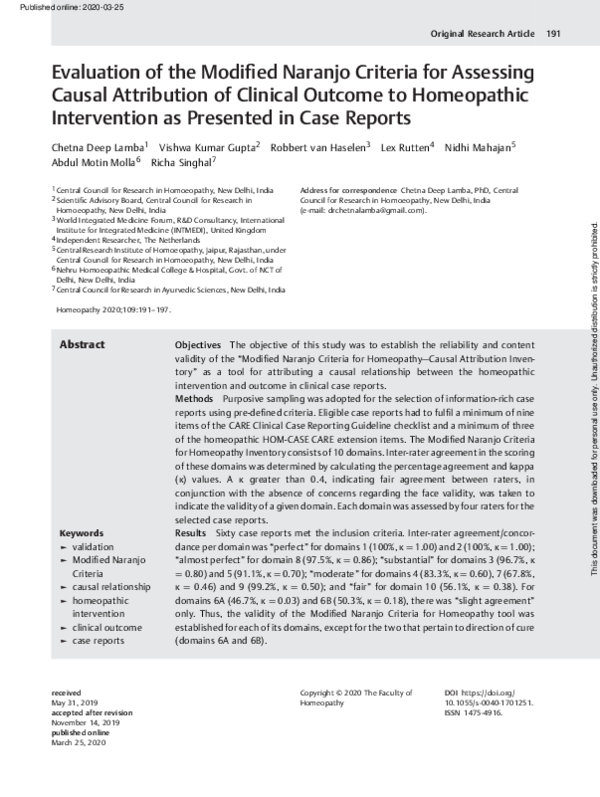 (PDF) Evaluation of the Modified Naranjo Criteria for Assessing Causal ...