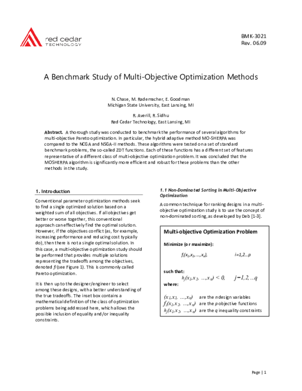 (PDF) A Benchmark Study of Multi-Objective Optimization Methods (PDF) A Benchmark Study of Multi-Objective Optimization Methods