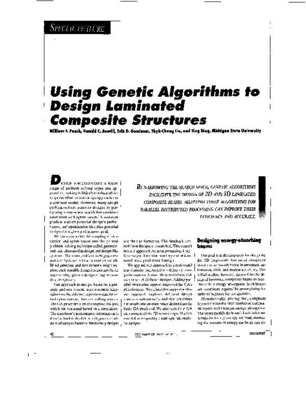 (PDF) Using genetic algorithms to design laminated composite structures
