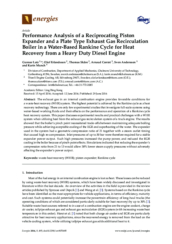 (PDF) Performance Analysis of a Reciprocating Piston Expander and a ...